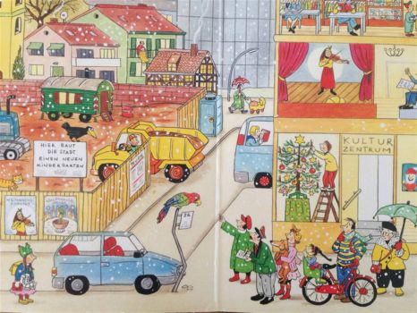 Solve A Busy City Scene in Winter jigsaw puzzle online with 374 pieces