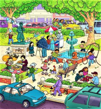 Solve A Busy Park in the City jigsaw puzzle online with 575 pieces