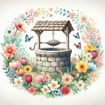 Solve Spring Wishing Well jigsaw puzzle online with 256 pieces