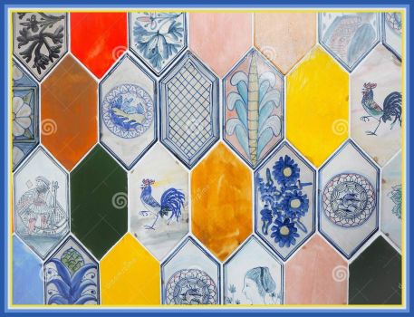 Solve Colorful Hexagon Ceramic Tiles jigsaw puzzle online with 80 pieces