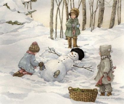 Solve Snowman Making a Snow Angel jigsaw puzzle online with 143 pieces