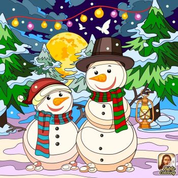 Solve Happy Snowmen jigsaw puzzle online with 49 pieces