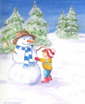 Solve Mr. Snowman. My own painting jigsaw puzzle online with 72 pieces
