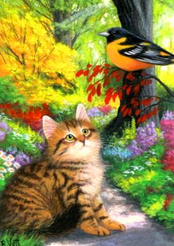 Solve Little Tabby's Fall Garden Friend Bridget Voth jigsaw puzzle ...
