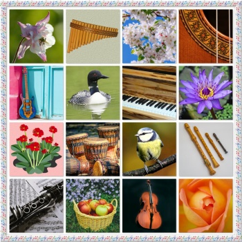 Solve Music & Nature Squares jigsaw puzzle online with 100 pieces
