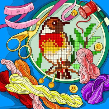 Solve Cross Stitch jigsaw puzzle online with 64 pieces