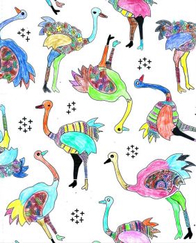 Solve Safari Coloring Ostriches jigsaw puzzle online with 63 pieces