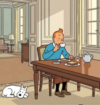 Solve Tintin at Tea jigsaw puzzle online with 81 pieces