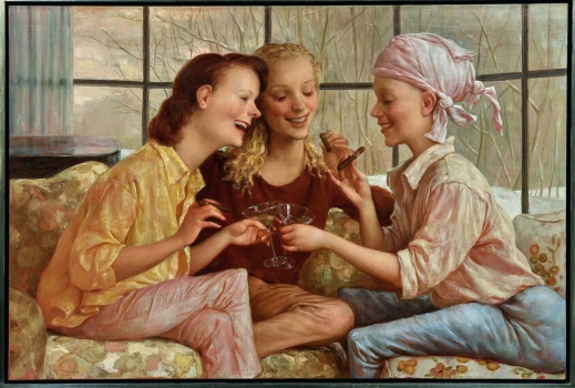 Solve John Currin Stamford after Brunch 2000 jigsaw puzzle online with 70 pieces