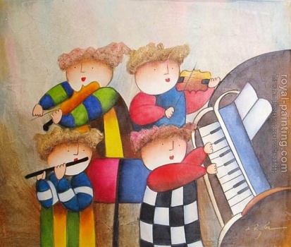 Solve Joyce Roybal Artwork - 'Piano Quartet' jigsaw puzzle online with ...