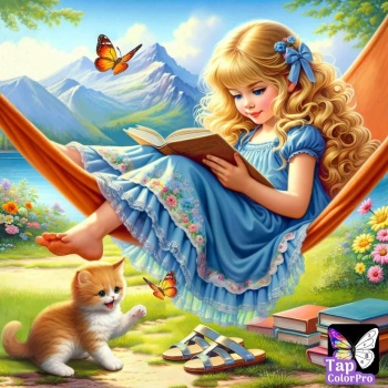 Solve PUZZLE - Little Girl Reading jigsaw puzzle online with 81 pieces