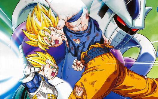 Solve Goku & Vegeta vs Cooler jigsaw puzzle online with 416 pieces