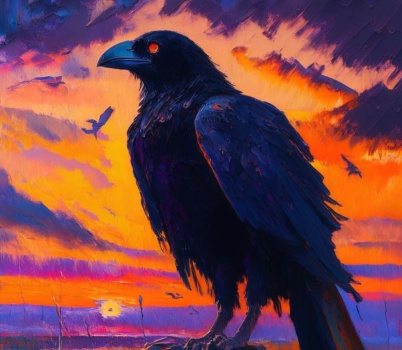 Solve Sunset Raven jigsaw puzzle online with 240 pieces