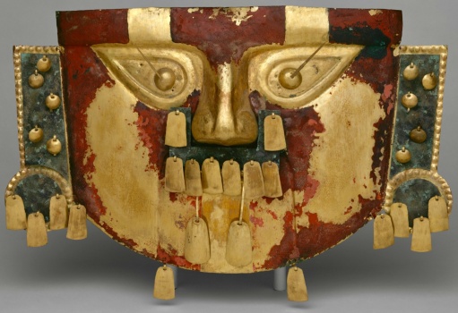 Solve Sicán Funerary Mask, Hammered Gold Alloy, with Red Pigment, 10th ...