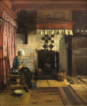 Solve Henrik Nordenberg (Swedish, 1857–1928), Interior with Woman at ...
