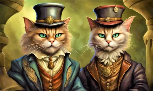 Solve Steampunk Kitties jigsaw puzzle online with 400 pieces