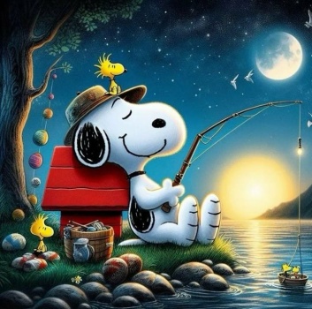Solve Snoopy Fishing jigsaw puzzle online with 64 pieces