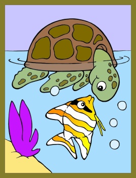 Solve Turtle and Fish Are Friends jigsaw puzzle online with 525 pieces
