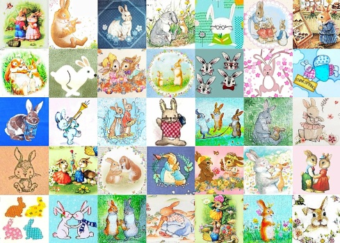 Solve PATCHWORK RABBITS jigsaw puzzle online with 352 pieces