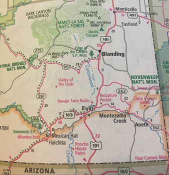 Solve A Map Of Southeastern Utah jigsaw puzzle online with 16 pieces