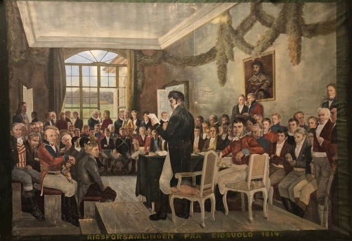 Solve Riksforsamlingen på Eidsvoll i 1814 jigsaw puzzle online with 96 ...