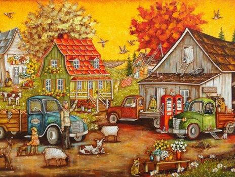 Solve Colorful Countryside jigsaw puzzle online with 63 pieces