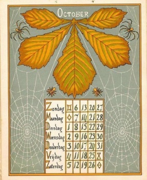 Solve Art Nouveau Calendar Page for October - but what year? 1889, 1895 ...