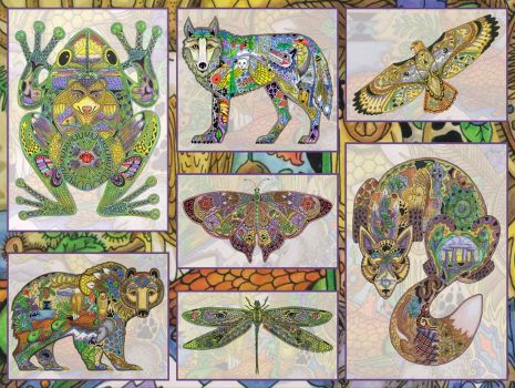 Solve Animal Collage - Native American Style jigsaw puzzle online with ...