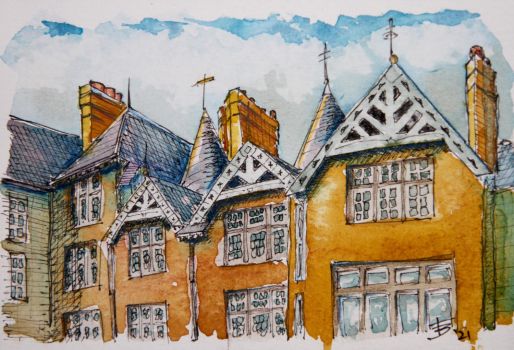 Solve Vogrie sketch (rear of the house) ... altered. jigsaw puzzle ...