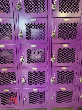 Solve Purple gym lockers jigsaw puzzle online with 70 pieces