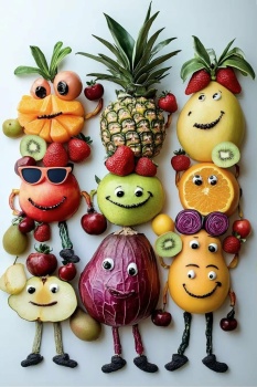 Solve Fruit People jigsaw puzzle online with 96 pieces