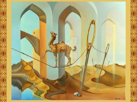 Solve Camel Thru the Eye of the Needle jigsaw puzzle online with 48 pieces