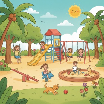 Solve Kids in the Playground jigsaw puzzle online with 64 pieces