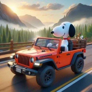 Solve Snoopy Jeep jigsaw puzzle online with 9 pieces