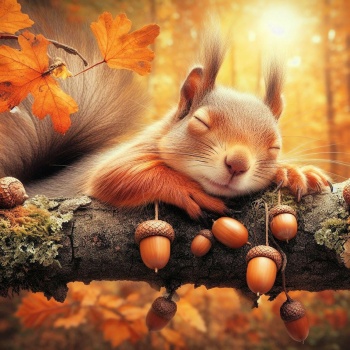 Solve Cute sleeping squirrel with Acorns (resize 9 to 600 pieces ...