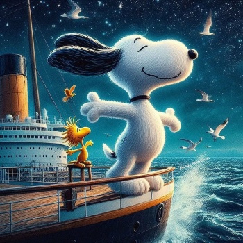 Solve Snoopy on Ship jigsaw puzzle online with 64 pieces