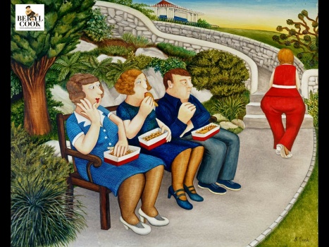 Solve Watching In The Park by Beryl Cook jigsaw puzzle online with 48 ...