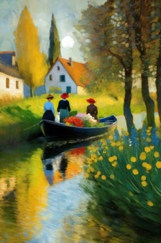 Solve Along the Banks by Thomas Little jigsaw puzzle online with 70 pieces