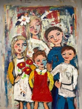 Solve Elaine Lanoue Artwork - 'Family' jigsaw puzzle online with 48 pieces