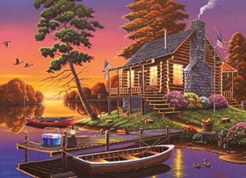 Solve Log Cabin 1 jigsaw puzzle online with 63 pieces