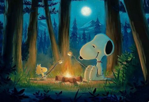 Solve Snoopy and Woodstock Campfire jigsaw puzzle online with 140 pieces