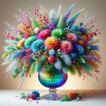 Solve Winter Floral arrangement in a beautiful iridescent vase jigsaw ...