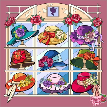 Solve At the Hat Shop jigsaw puzzle online with 64 pieces