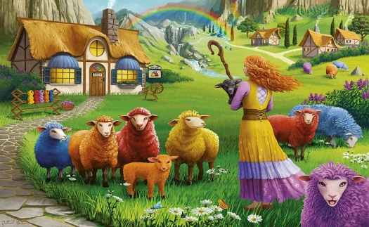 Solve Bow Peep and her sheep jigsaw puzzle online with 360 pieces