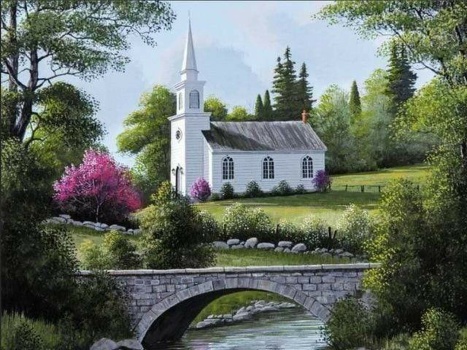 Solve A White Country Church in the Spring jigsaw puzzle online with 70 ...