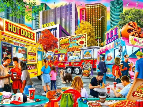 Solve Food Truck Festival jigsaw puzzle online with 130 pieces