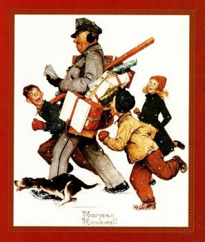 Solve Norman Rockwell {Jolly Postman} jigsaw puzzle online with 99 pieces