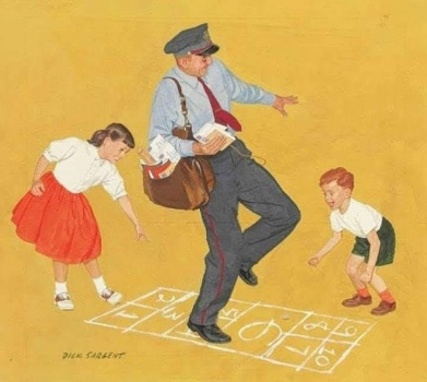 Solve Hopscotch the mailman is having fun, and the kids.... jigsaw ...