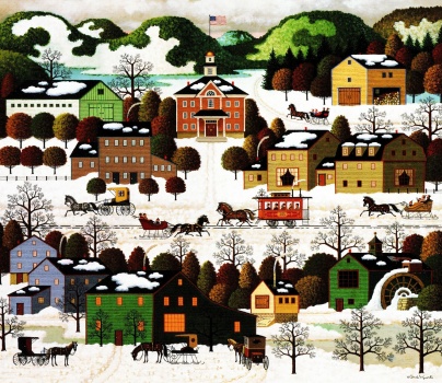Solve First Snow {Charles Wysocki} jigsaw puzzle online with 195 pieces