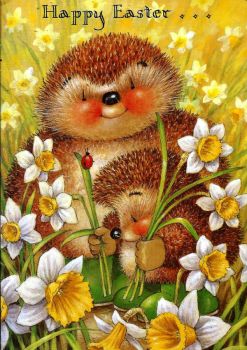 Solve Hedgehog Easter Card jigsaw puzzle online with 35 pieces